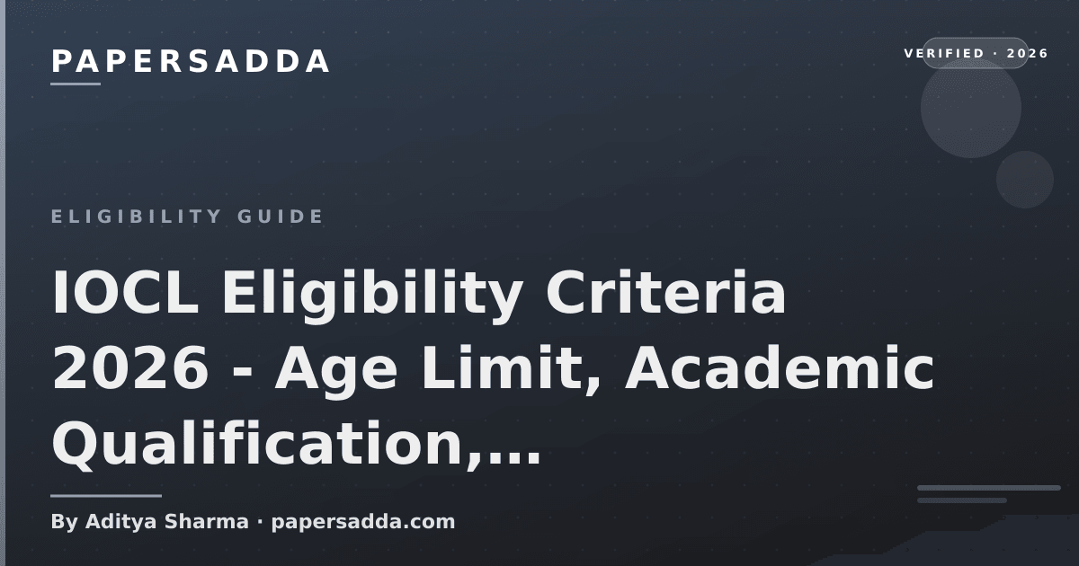 IOCL Eligibility Criteria 2026 - Age Limit, Academic | PA